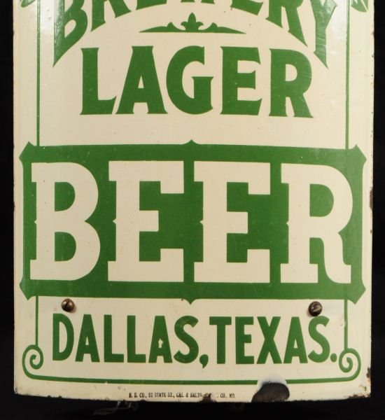 Dallas Brewery Porcelain Corner Sign Texas Beer