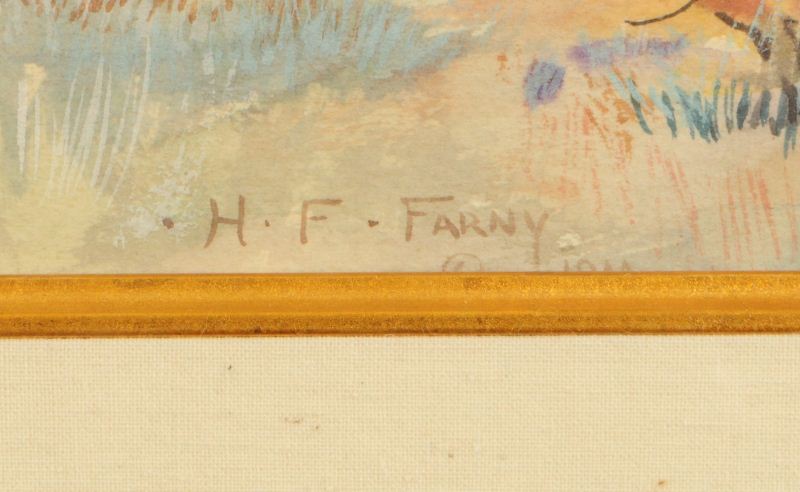 Watercolor Painting Signed H. F. Farny 1900