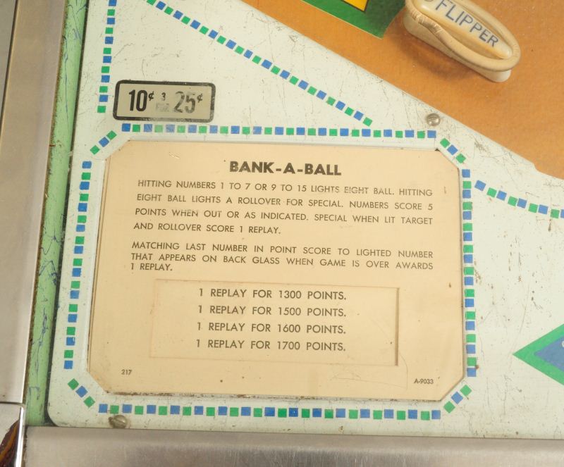 1965 Gottlieb Bank-A-Ball Pinball Machine