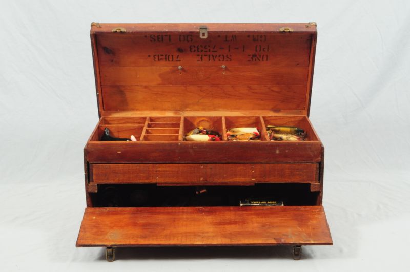 Antique Tackle Box Full of Wooden Fishing Lures