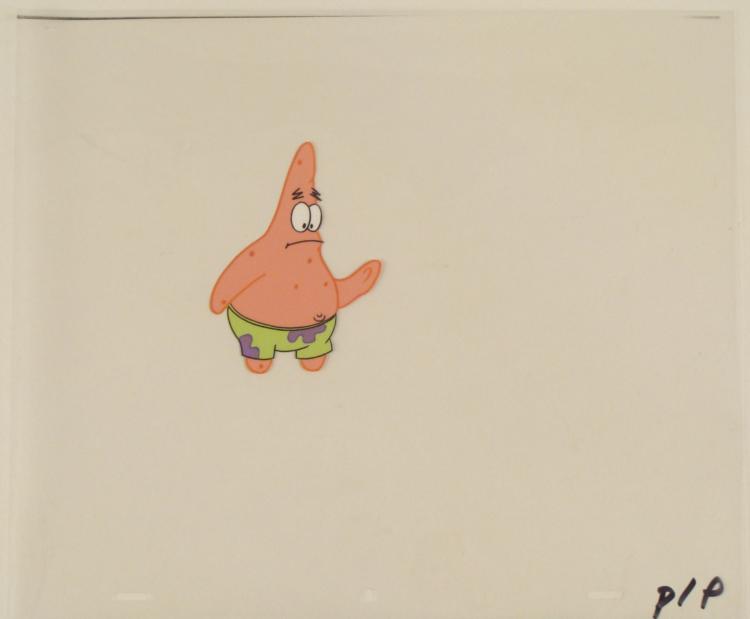 SpongeBob Cel Original Patrick Hand Raise Animation Art