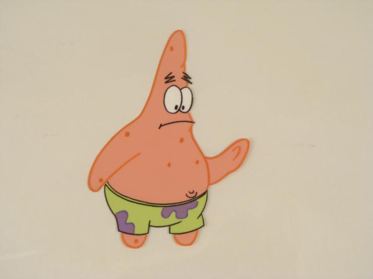 SpongeBob Cel Original Patrick Hand Raise Animation Art