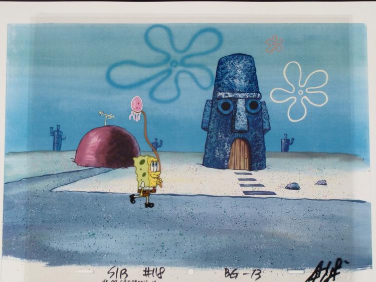 Original Jellyfish on Leash Spongebob Cel Animation