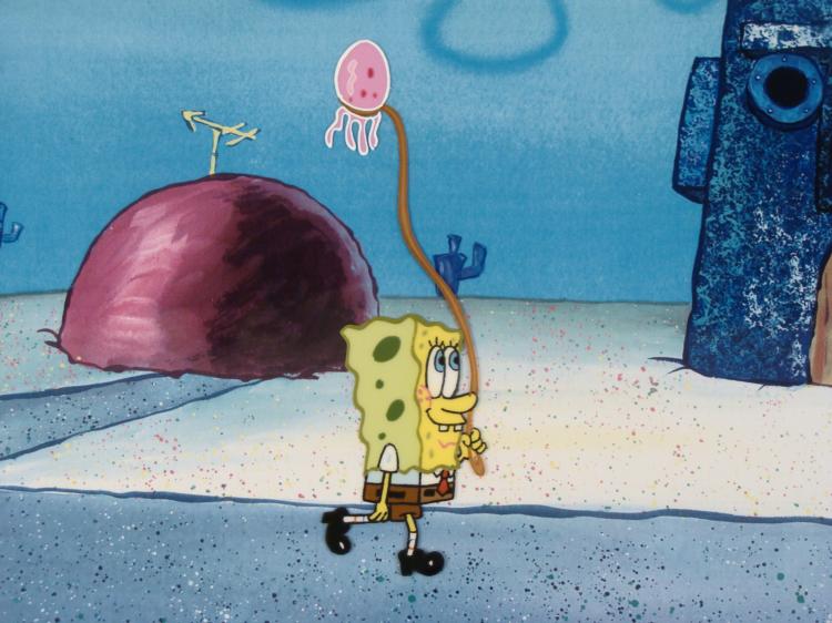 Original Jellyfish on Leash Spongebob Cel Animation