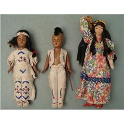 3 Vintage Native American Dolls Mohawk Indians
