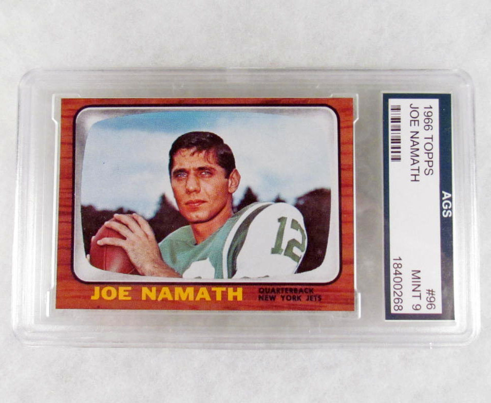 1966 TOPPS JOE NAMATH NO. 96 FOOTBALL CARD - AGS MINT 9