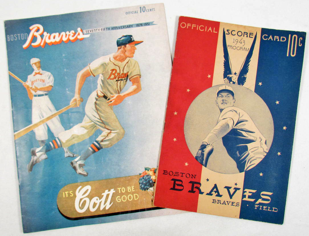 LOT OF 2 VINTAGE BOSTON BRAVES BASEBALL PROGRAMS - 1943 AND 1951