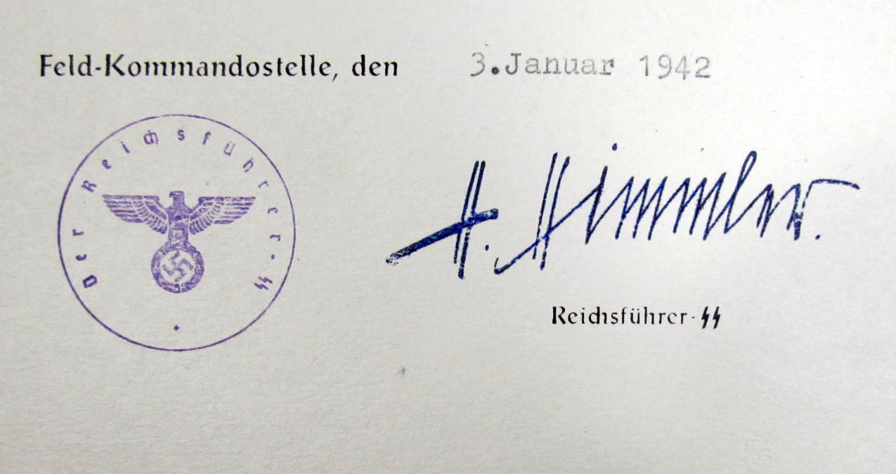 1942 GERMAN NAZI DOCUMENT FOR IRON CROSS 1ST CLASS - FACSIMILE ...