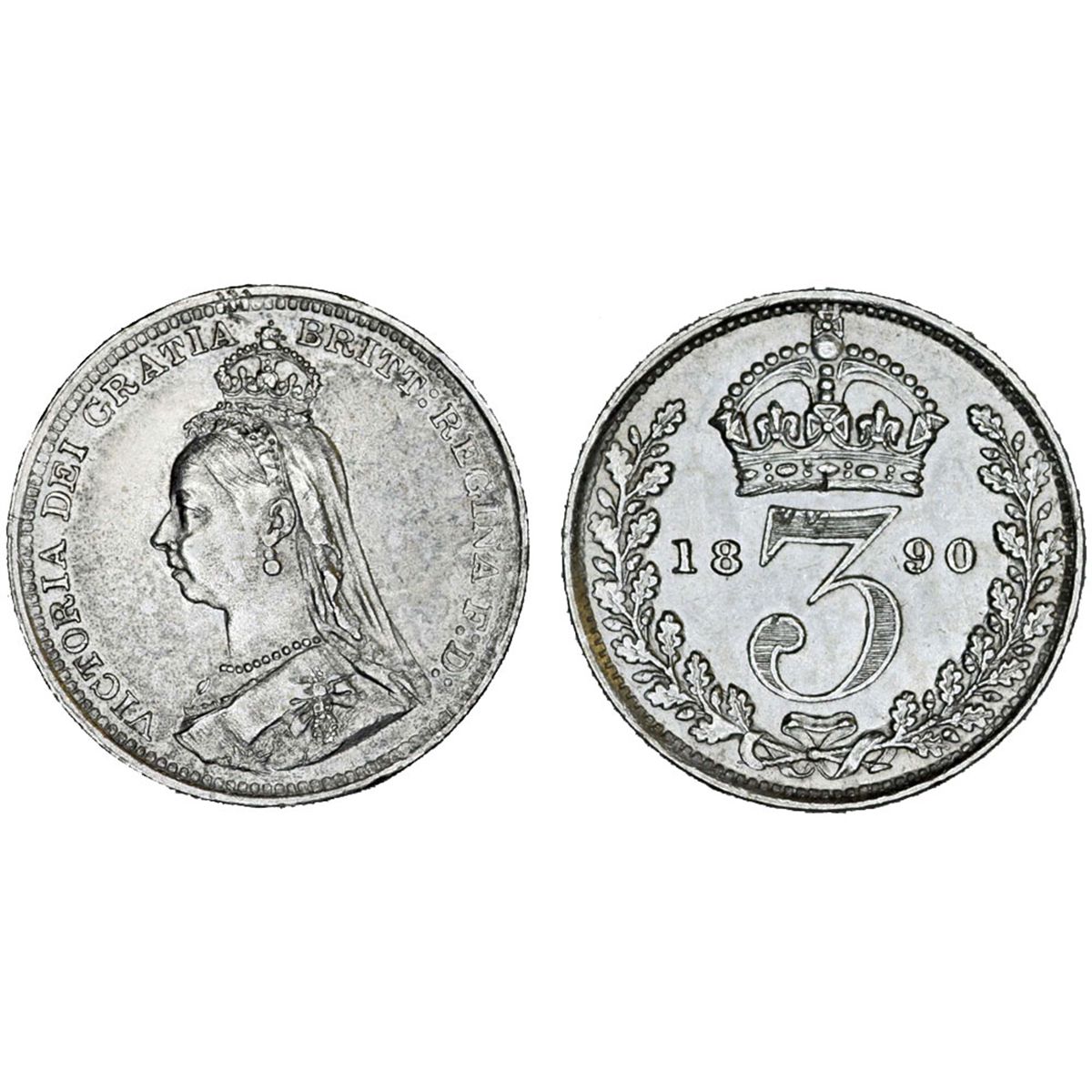 Great Britain. Queen Victoria (1837-1901) Silver 3 Pence 1890. UNC