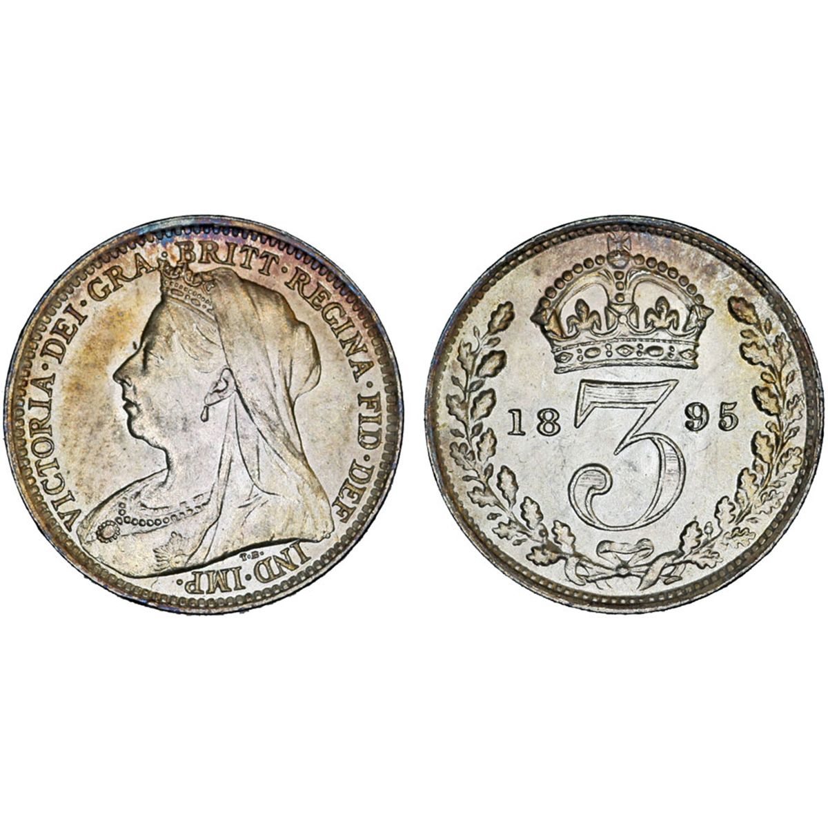 Great Britain. Queen Victoria (1837-1901). Silver 3 Pence 1895. PROOF