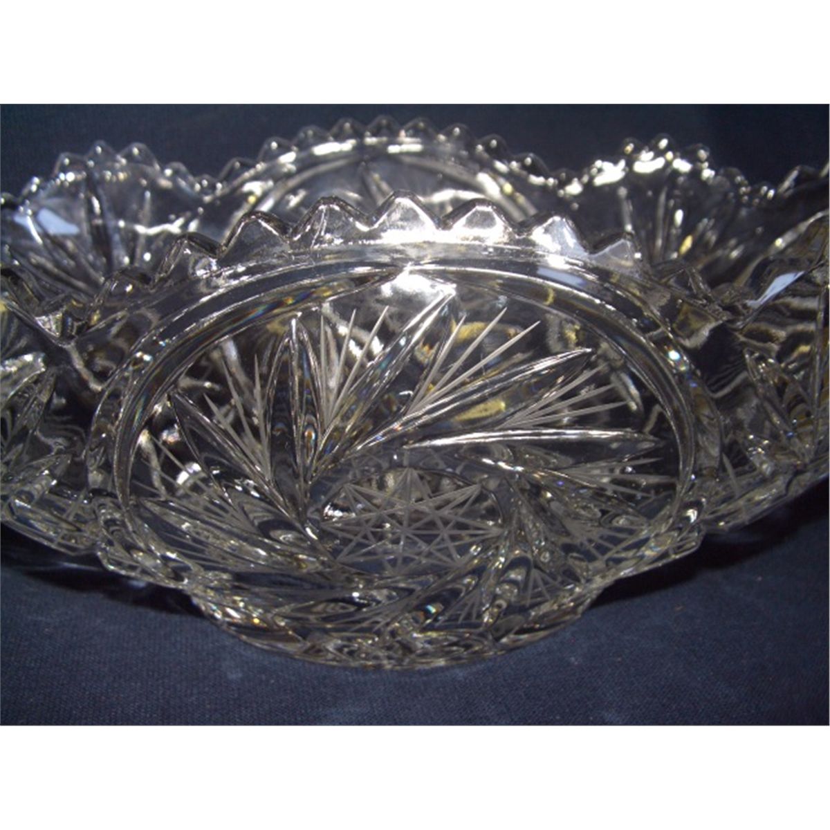 2 piece cut crystal vase and basket with pinwheel pattern