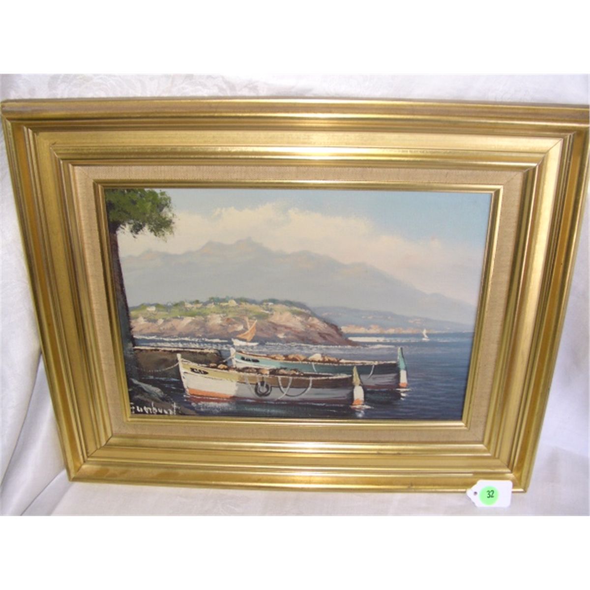 nice oil painting on canvas by Georges Guerbuert "Coastal Scene" 2 ...