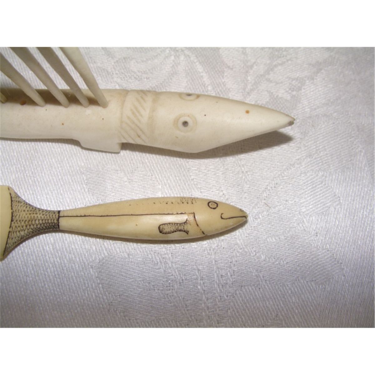 2 piece hand carved Ivory Native American? items