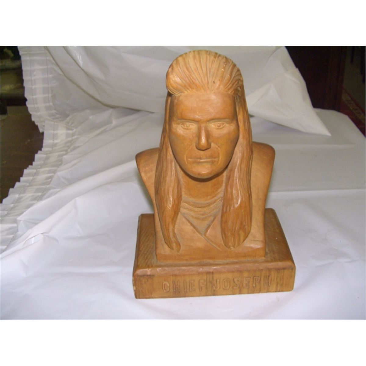 wood carving Chief Joseph Nez Perce signed 1989 to J.F.K?
