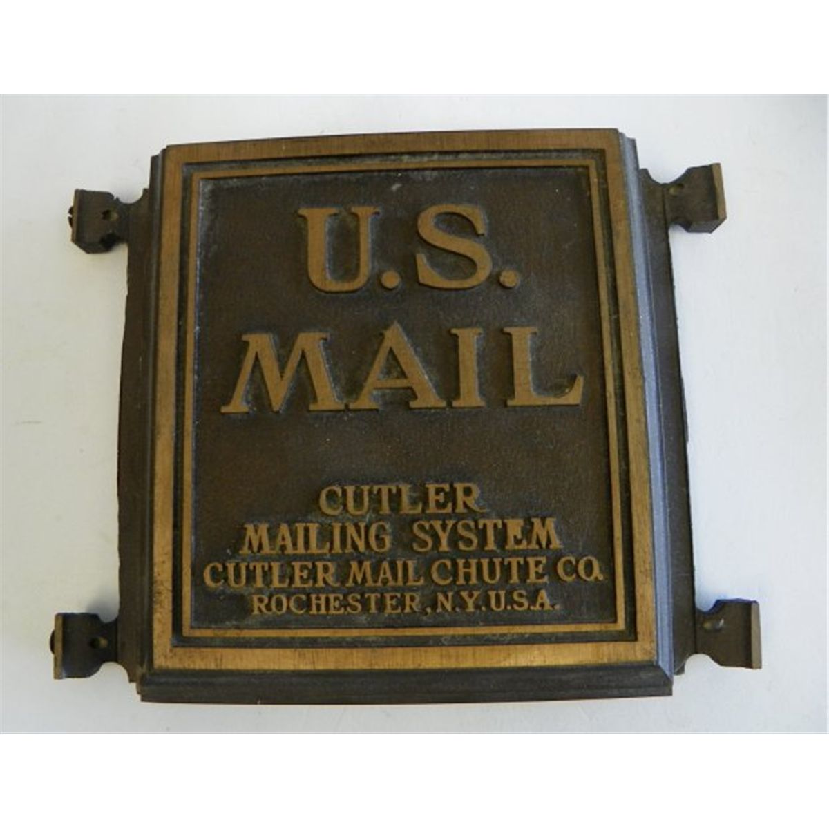 Bronze US mail chute cover Cutler Mailing System