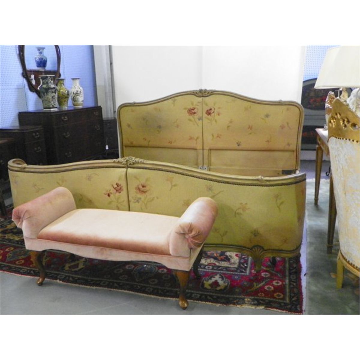 Custom made king size bed & Queen Anne bed bench