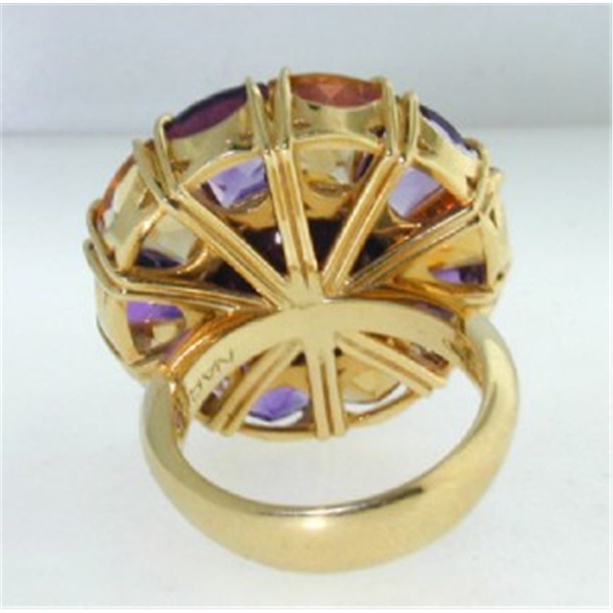 Nardi 18K Gold Coral ,Citrine, Amethyst & Diamond Ring