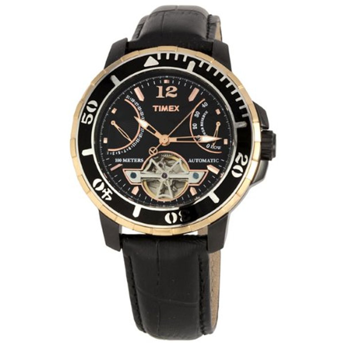 Timex Mens SL Automatic Black Leather Bracelet Watch T2M931