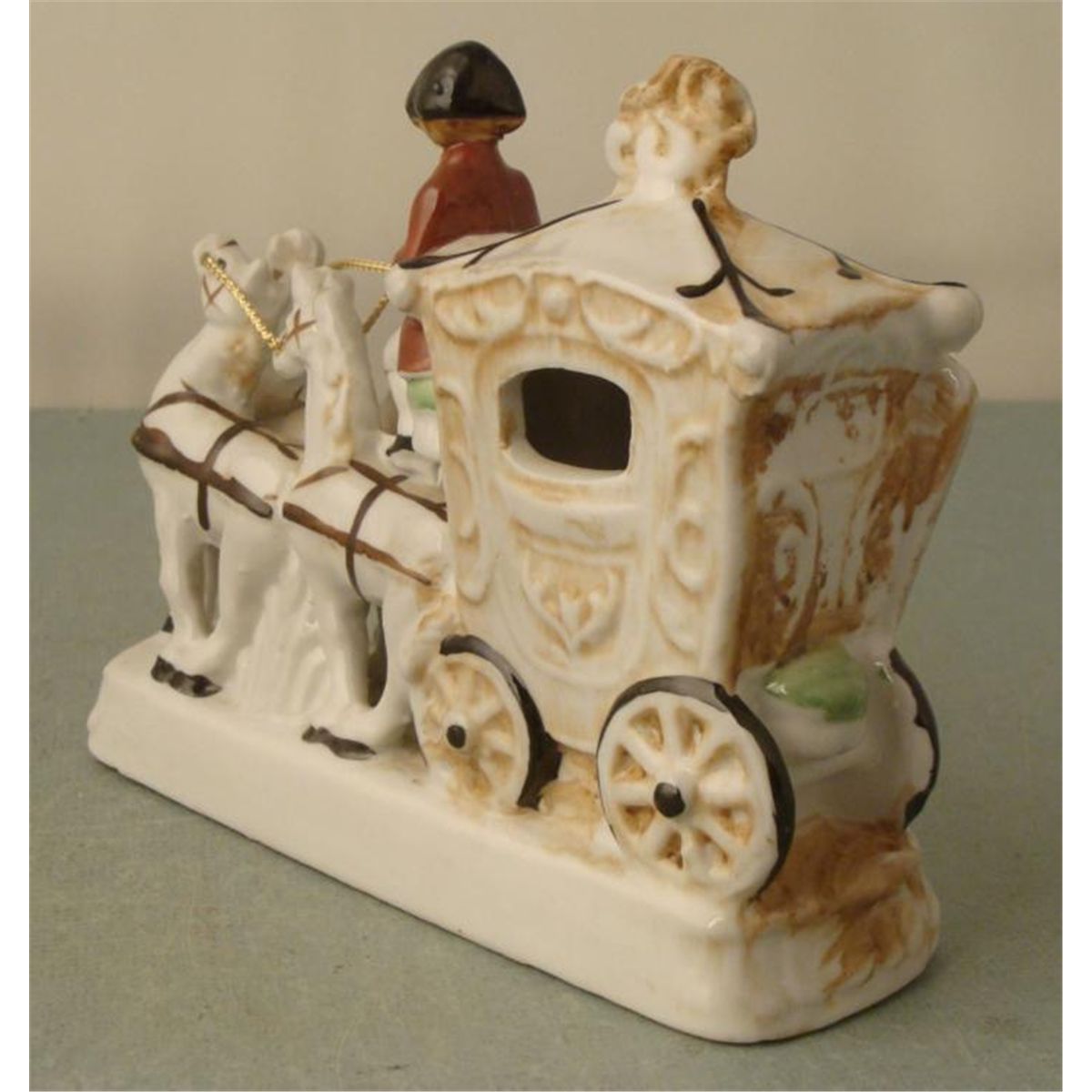 Vintage Porcelain Princess Horses & Carriage Figurine