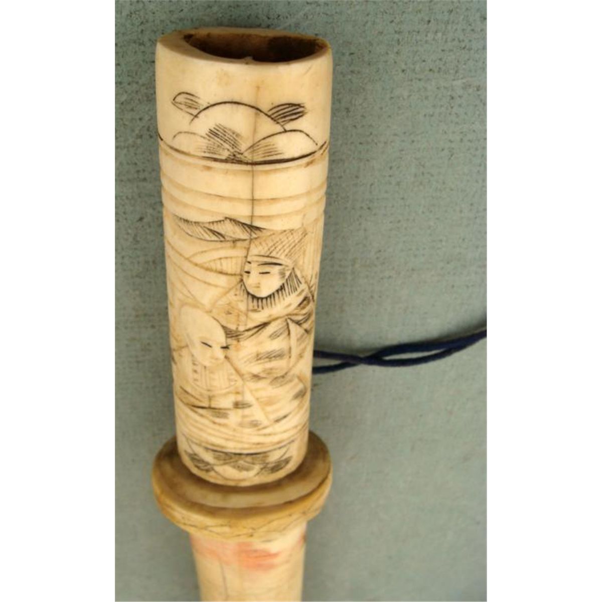 Vintage Japanese Carved Ox Bone Sword Knife