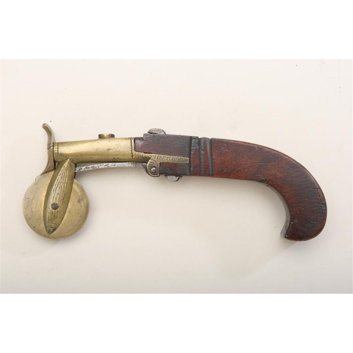 Eprouvette or powder tester with bronze body, wood grip, circa late ...