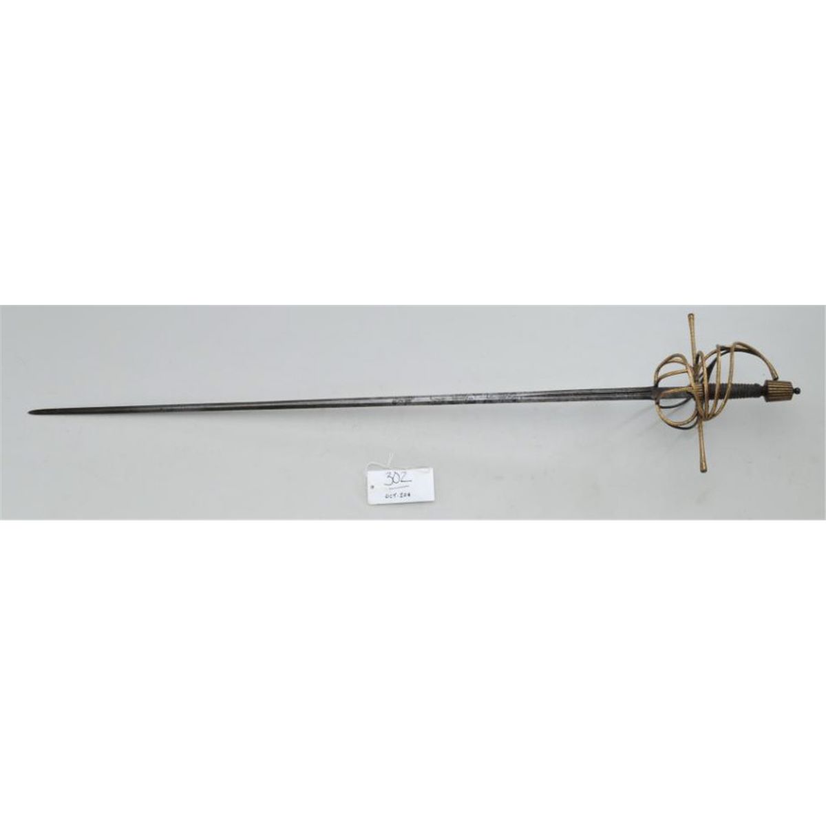 Spanish style swept hilt rapier with gold damascene decorated hilt ...