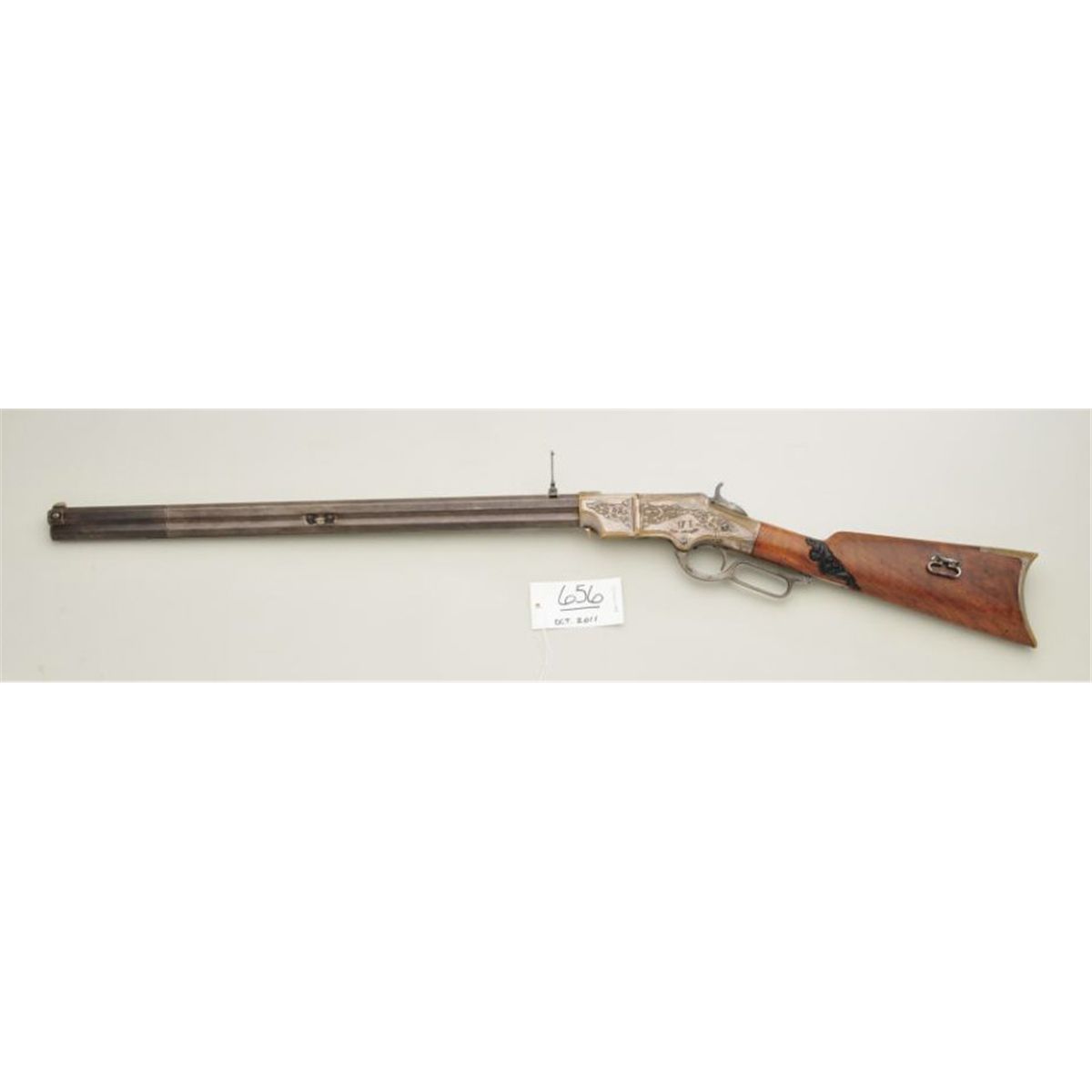 Original engraved 1860 Henry rifle, .44 Henry rimfire, blue and plated ...