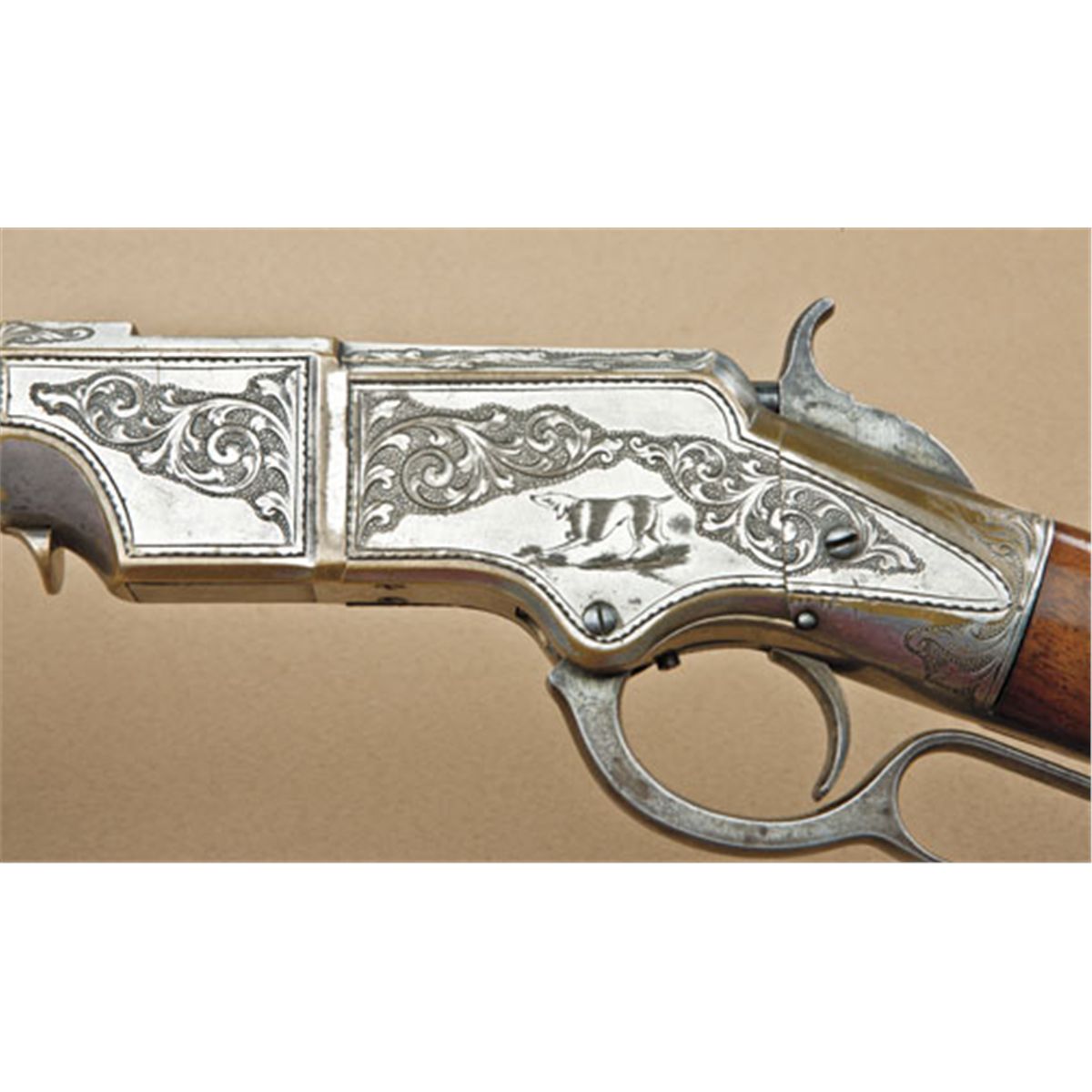 Original engraved 1860 Henry rifle, .44 Henry rimfire, blue and plated ...