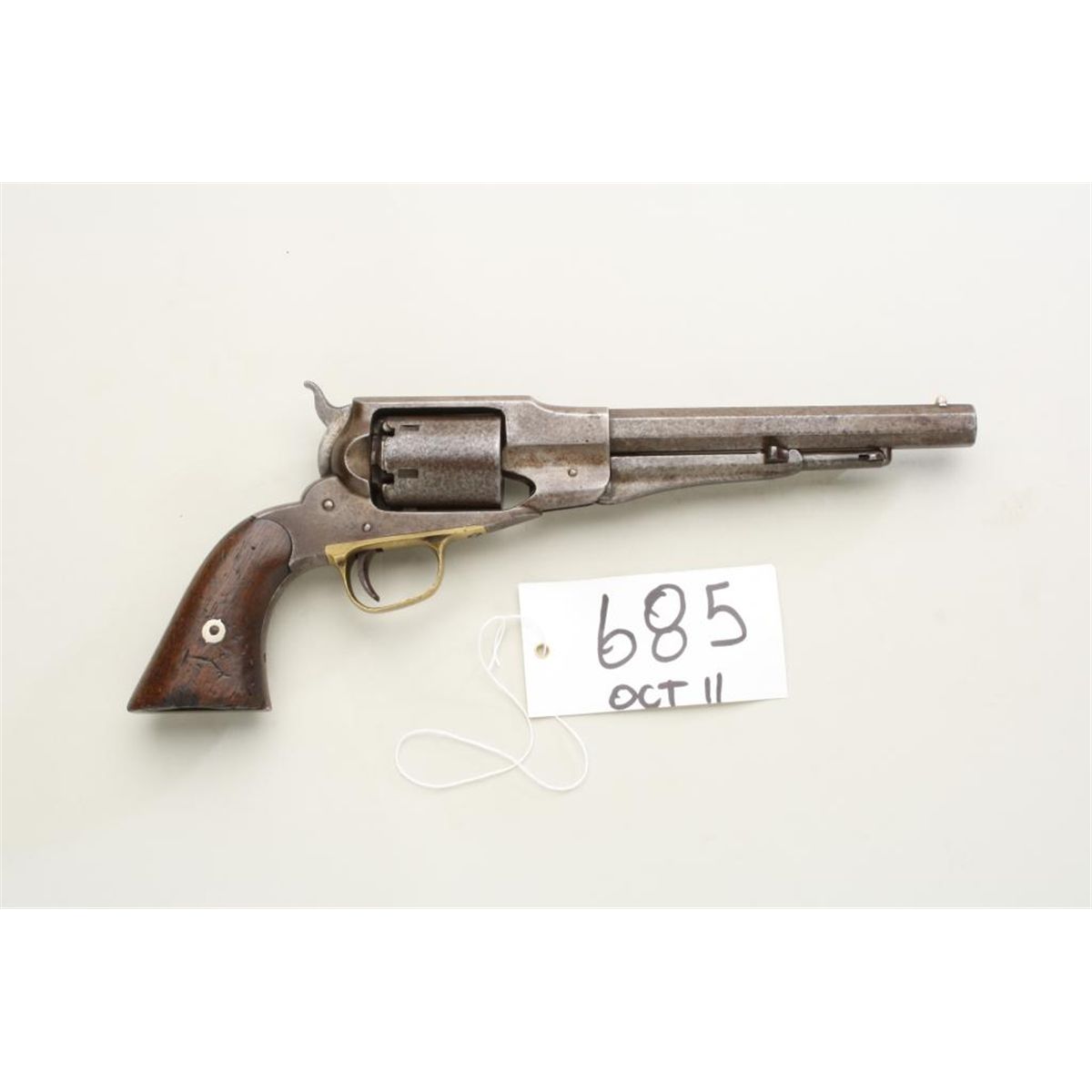 Remington Model 1861 Navy percussion revolver, .36 cal., 7-3/8” octagon ...