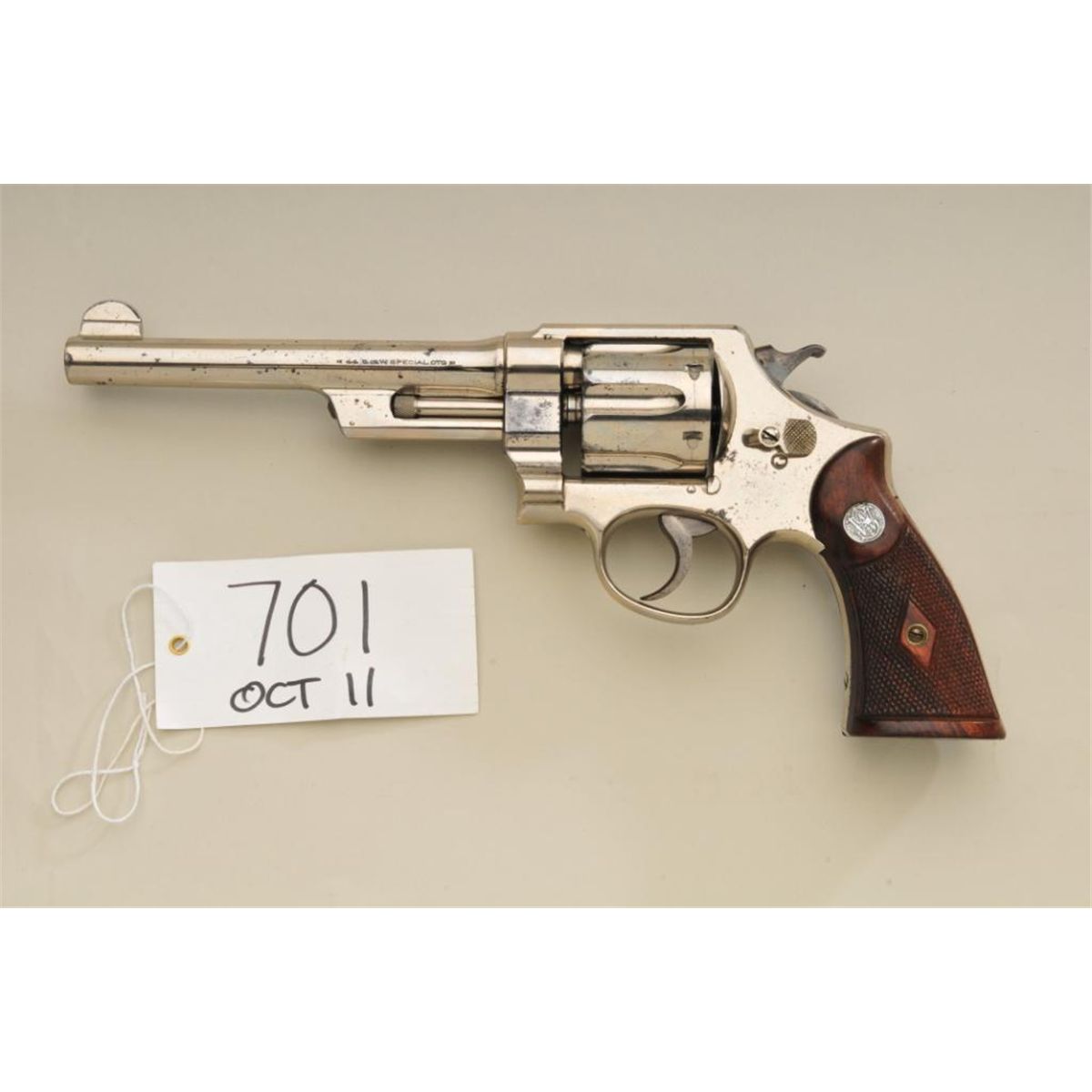Smith & Wesson triple-lock .44 S&W special caliber revolver, nickel ...