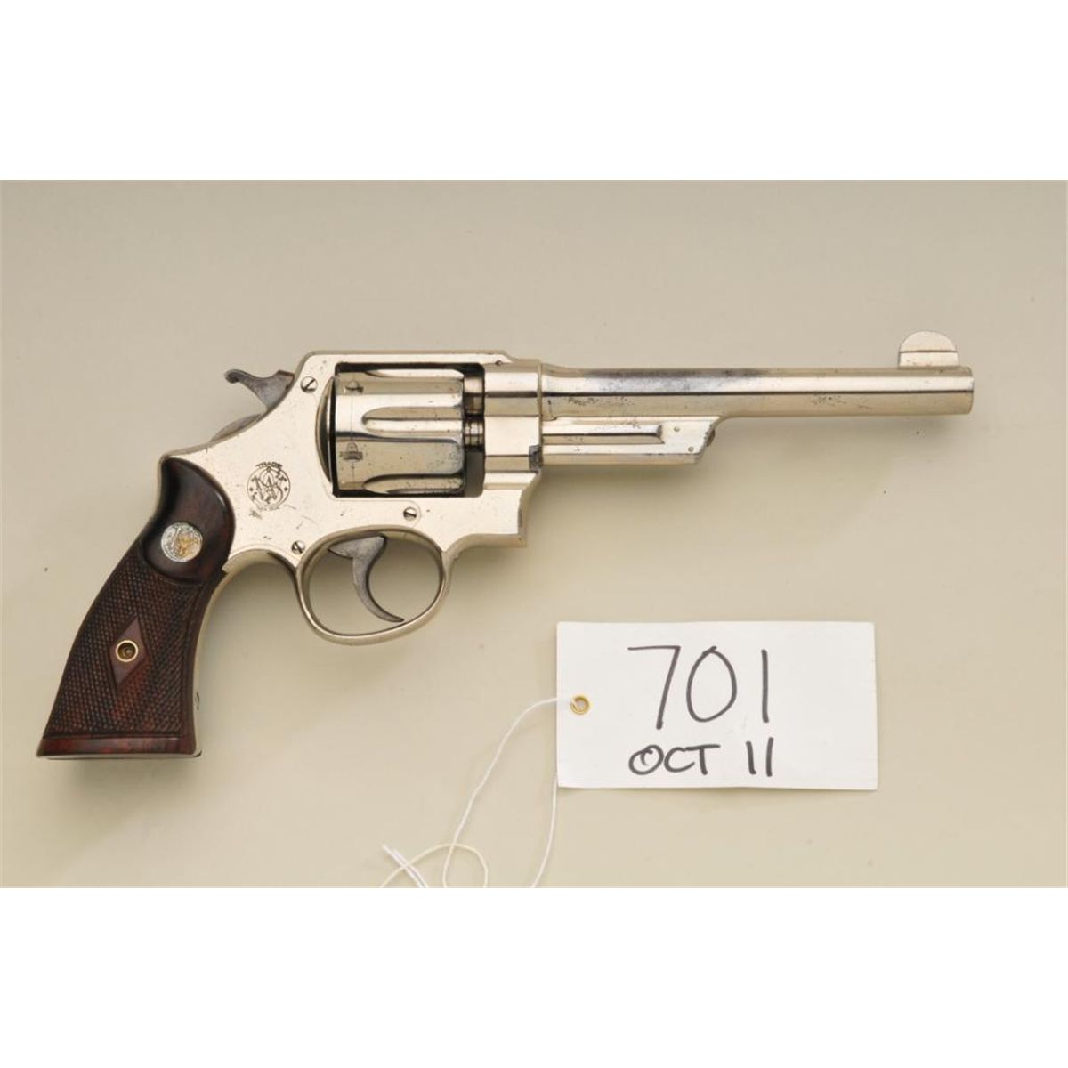 Smith & Wesson triple-lock .44 S&W special caliber revolver, nickel ...