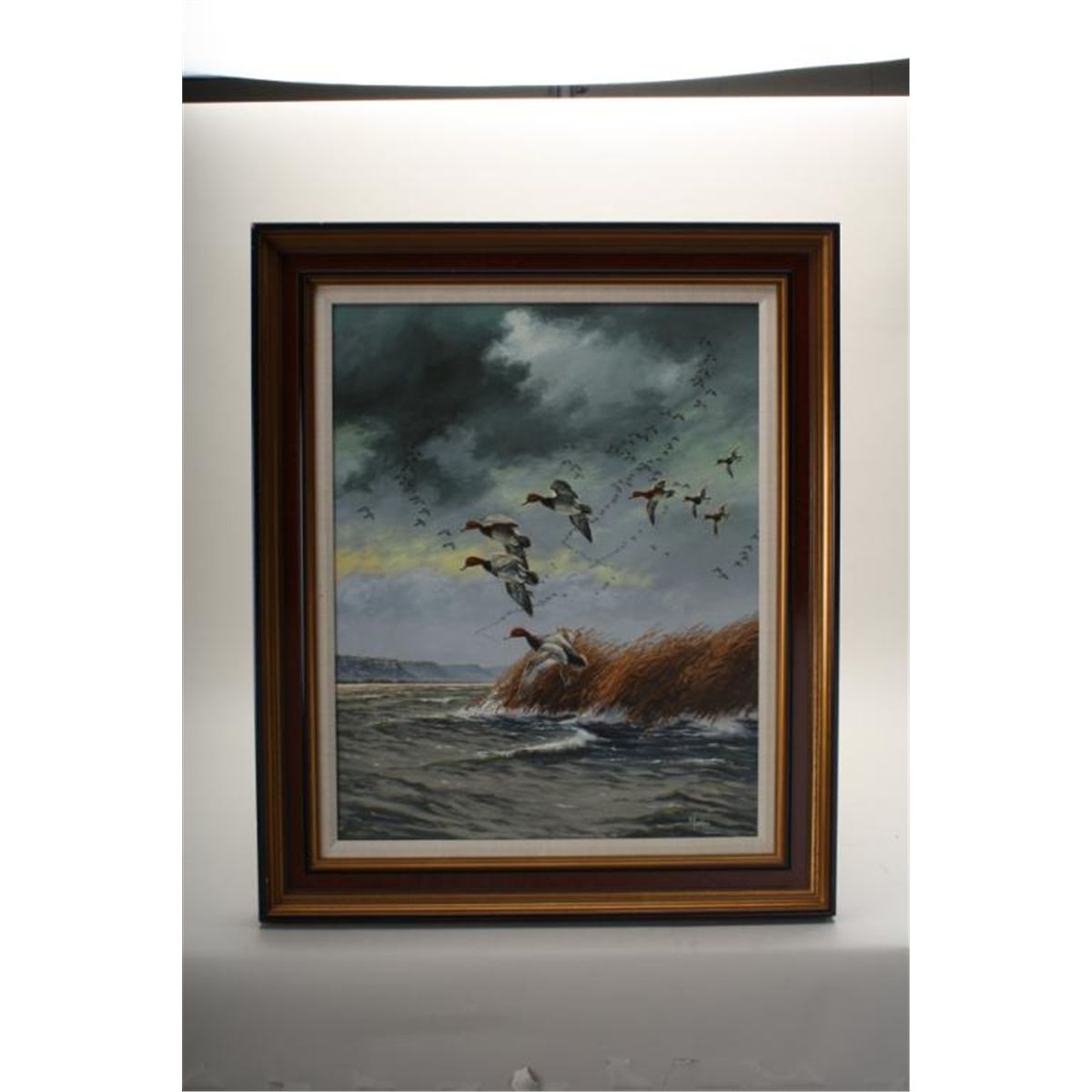 Original oil painting on board entitled Red Heads by noted wildlife ...