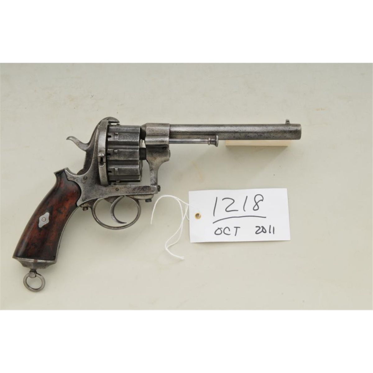 Belgian large frame 10 shot pinfire revolver, 11mm cal., 6-1/4” round ...