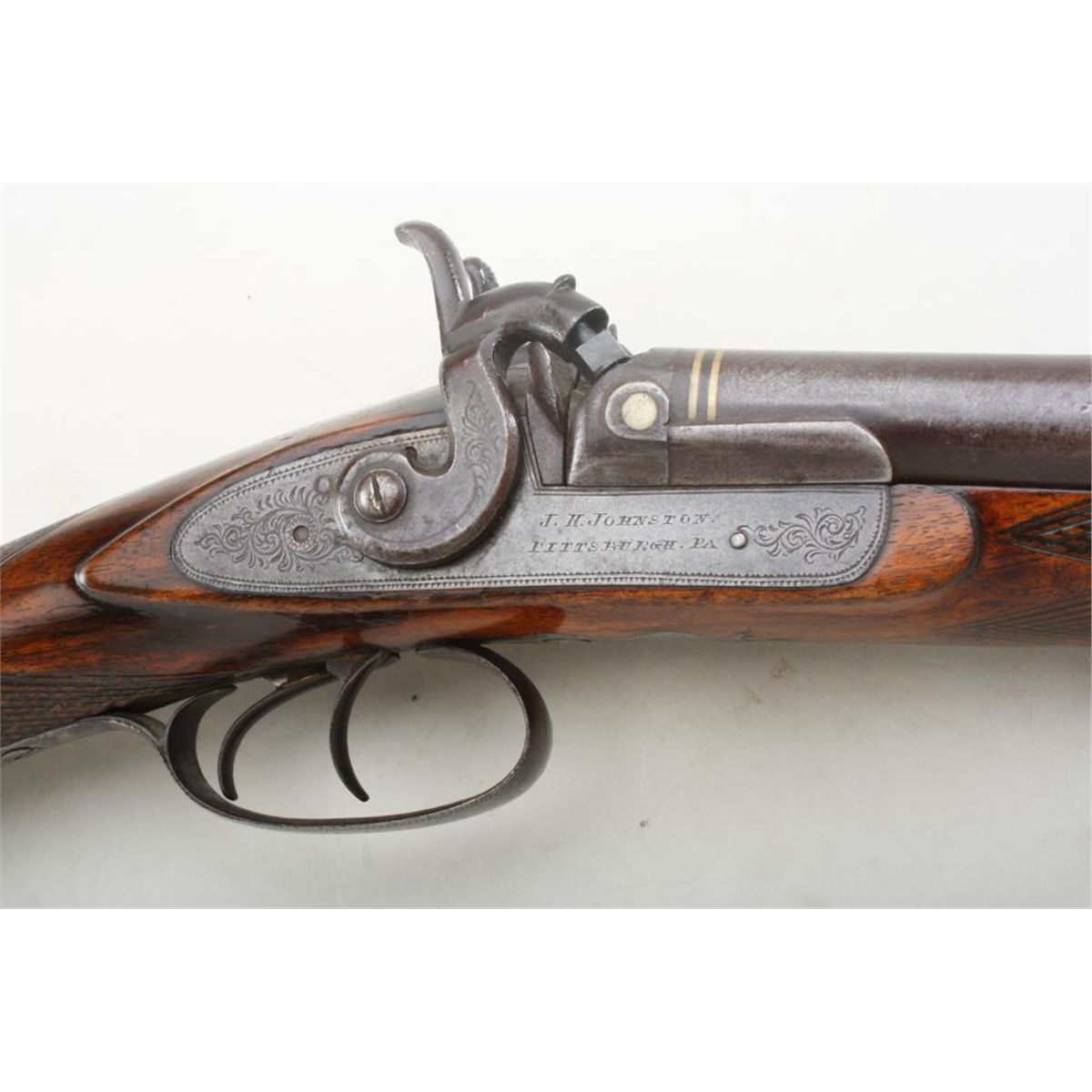 Double barrel percussion shotgun, locks marked J. H. Johnston ...