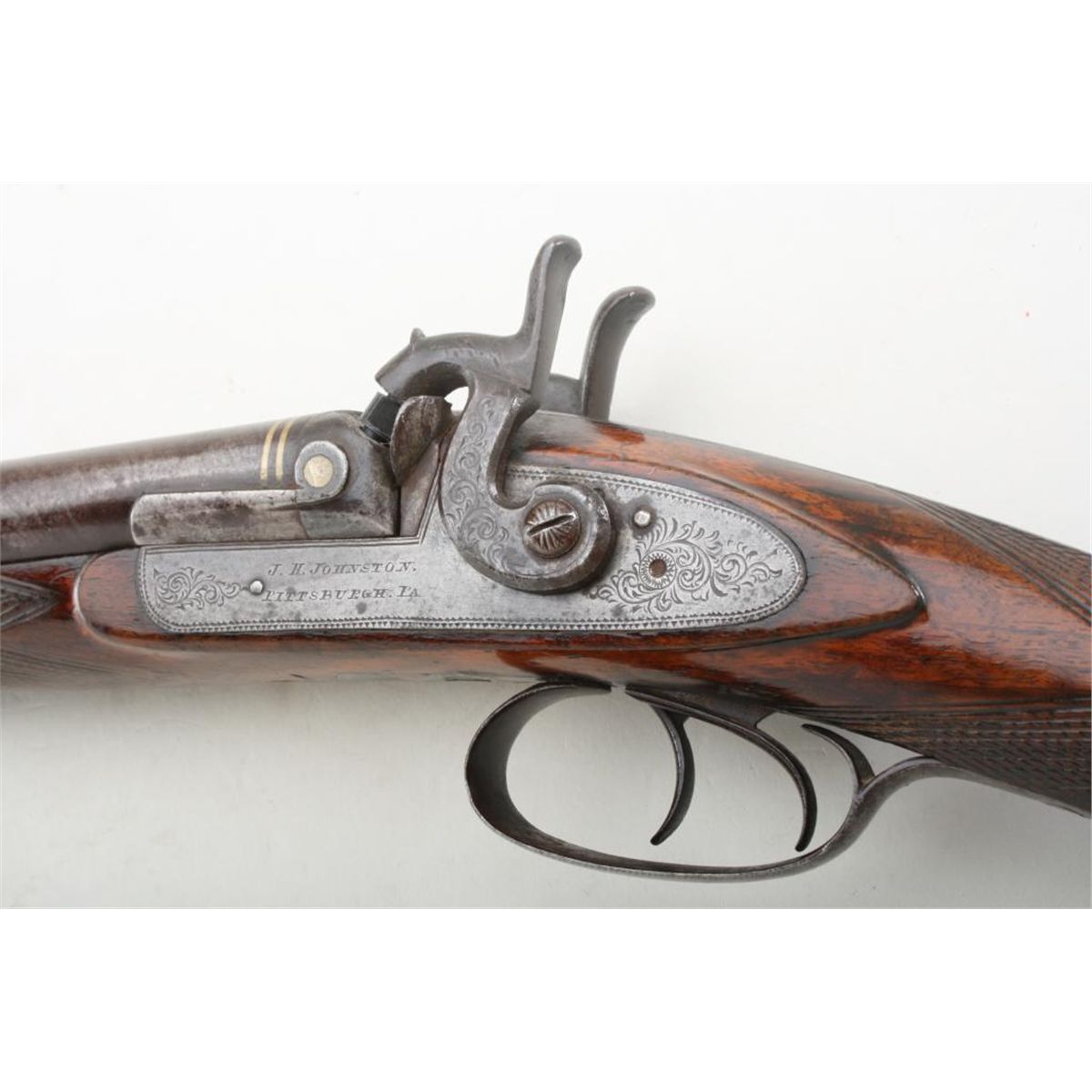 Double barrel percussion shotgun, locks marked J. H. Johnston ...