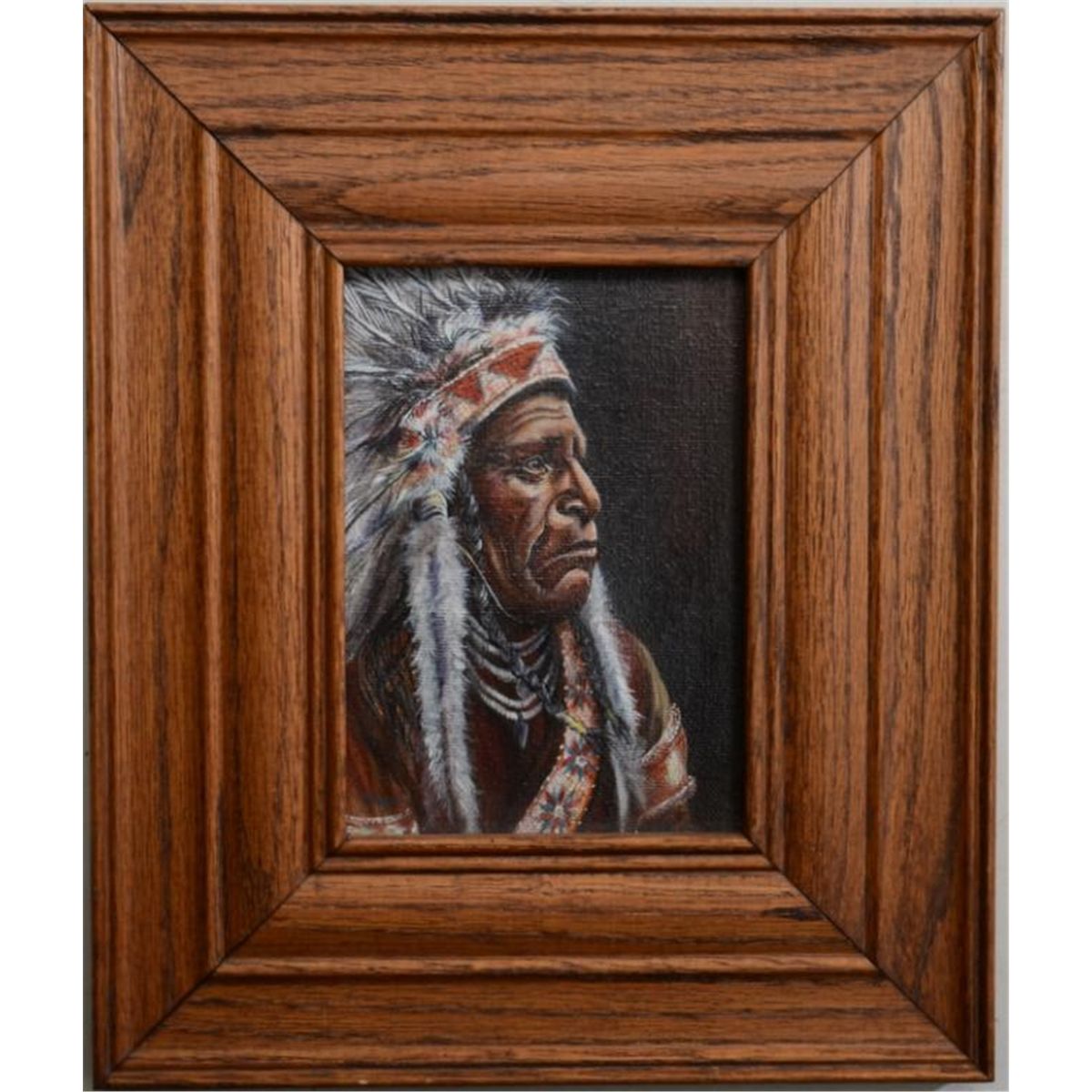 Well-accomplished framed oil painting of Nez Perce war chief Raven ...