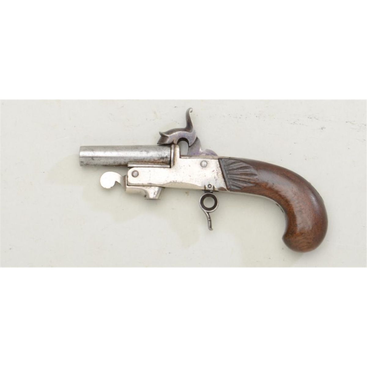 Antique miniature pinfire ring trigger single shot pistol, fully ...