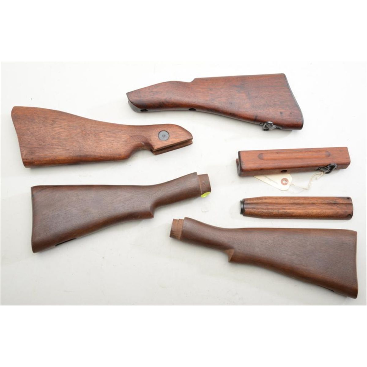 Great box lot of military rifle and carbine wood stock parts including ...