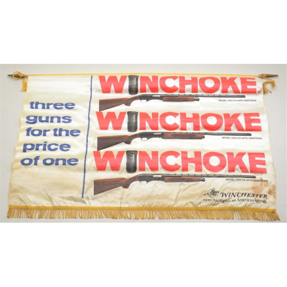 Silk Winchester advertising banner approx. 28” x 41” in overall good ...