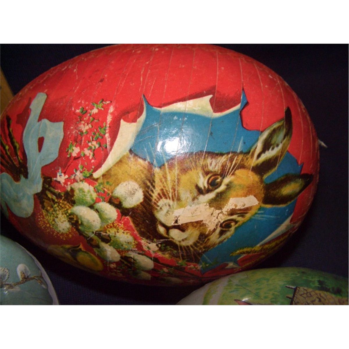 group of German paper Mache made easter egg candy containers (some very ...