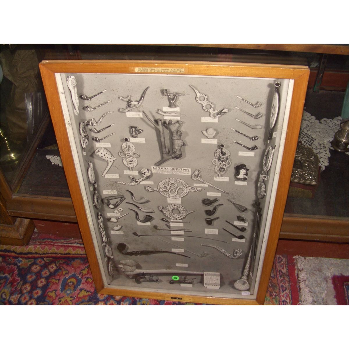 vintage framed pipe display