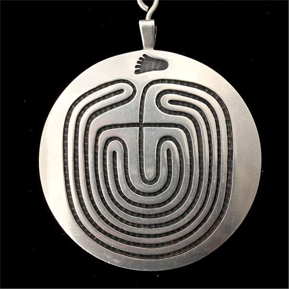 SILVER HOPI LABYRINTH PENDANT-NECKLACE.