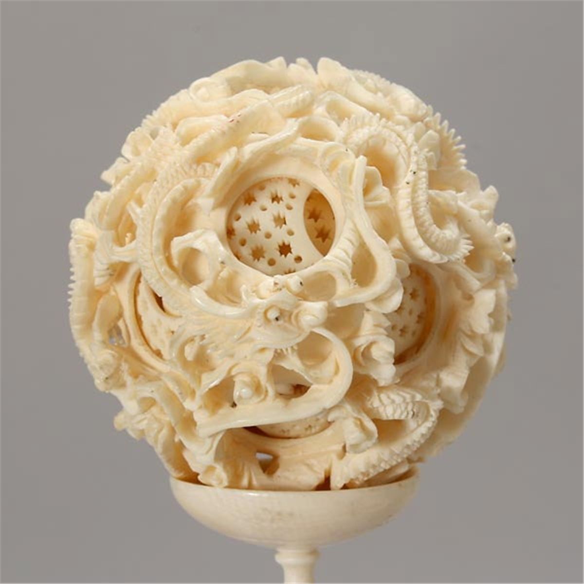 Two Carved Ivory Puzzle Balls*