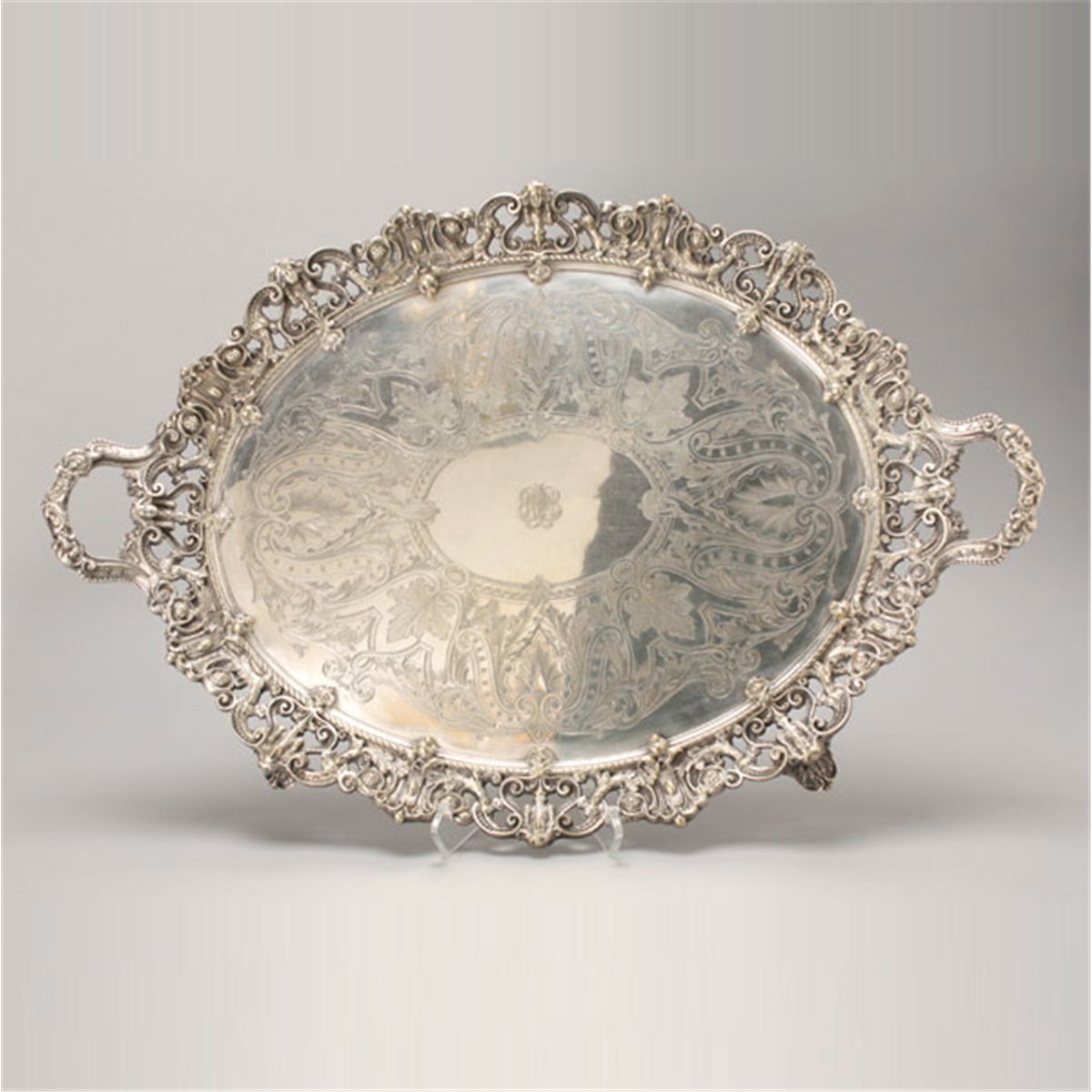 Renaissance Style Silver Plate Footed Tray
