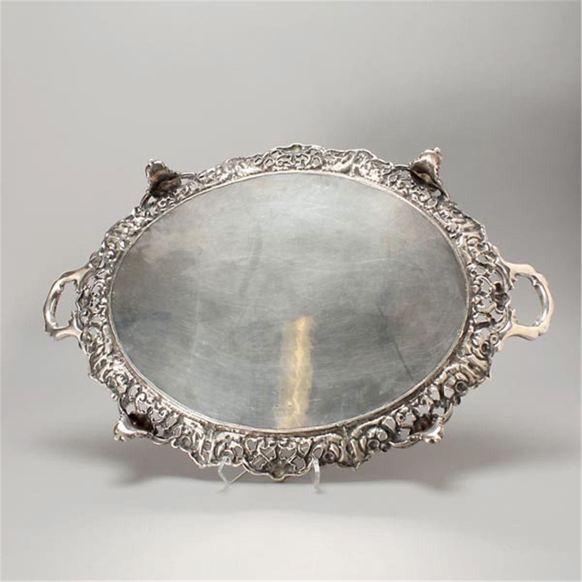 Renaissance Style Silver Plate Footed Tray