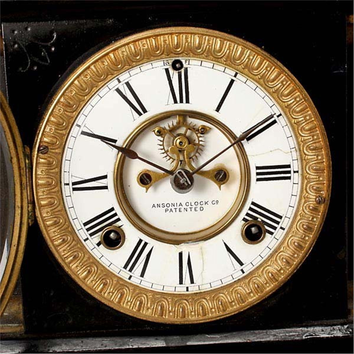 Ansonia Mantel Clock with Lion Head Handles