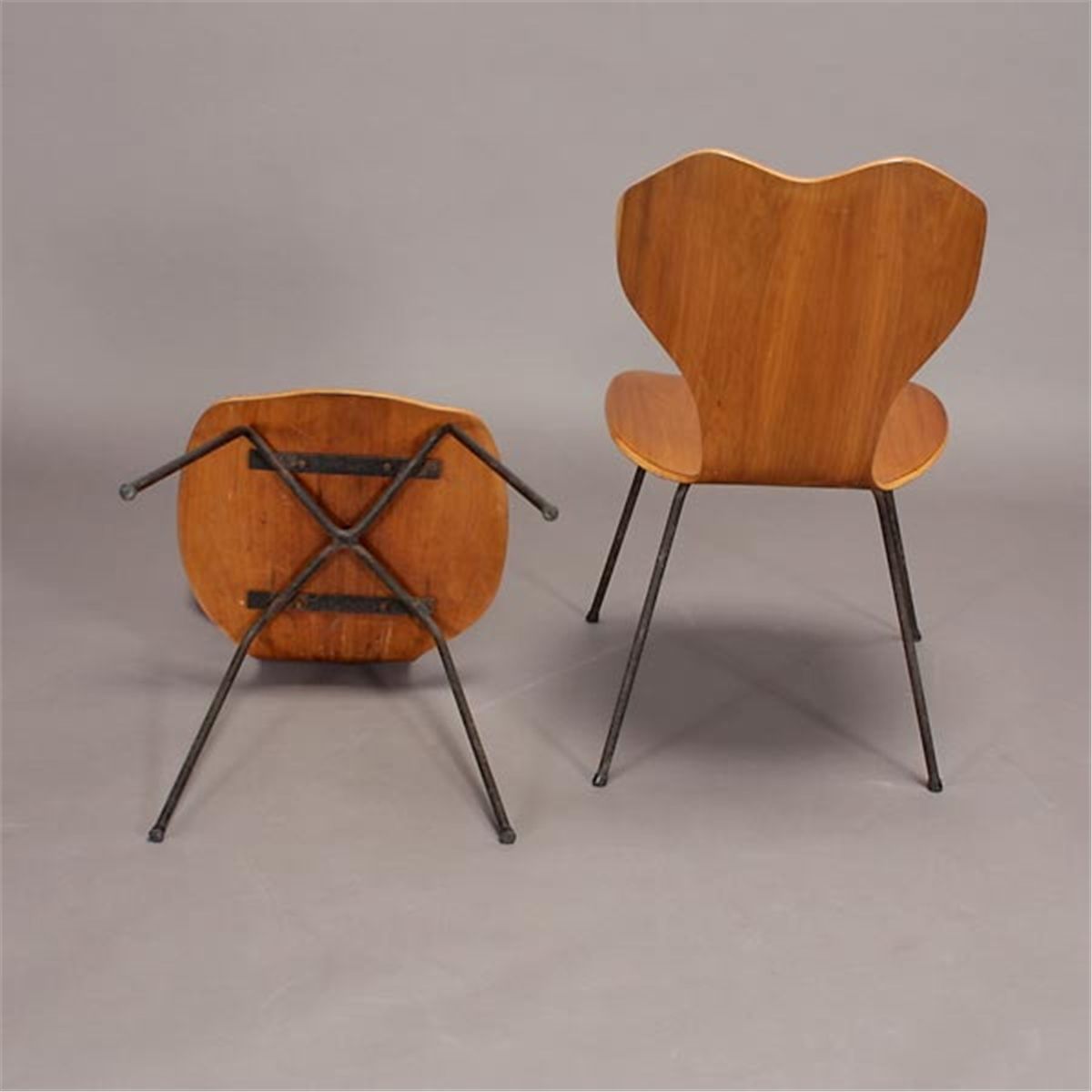 Pair of Eames DCM Style Laminated Wood Chairs