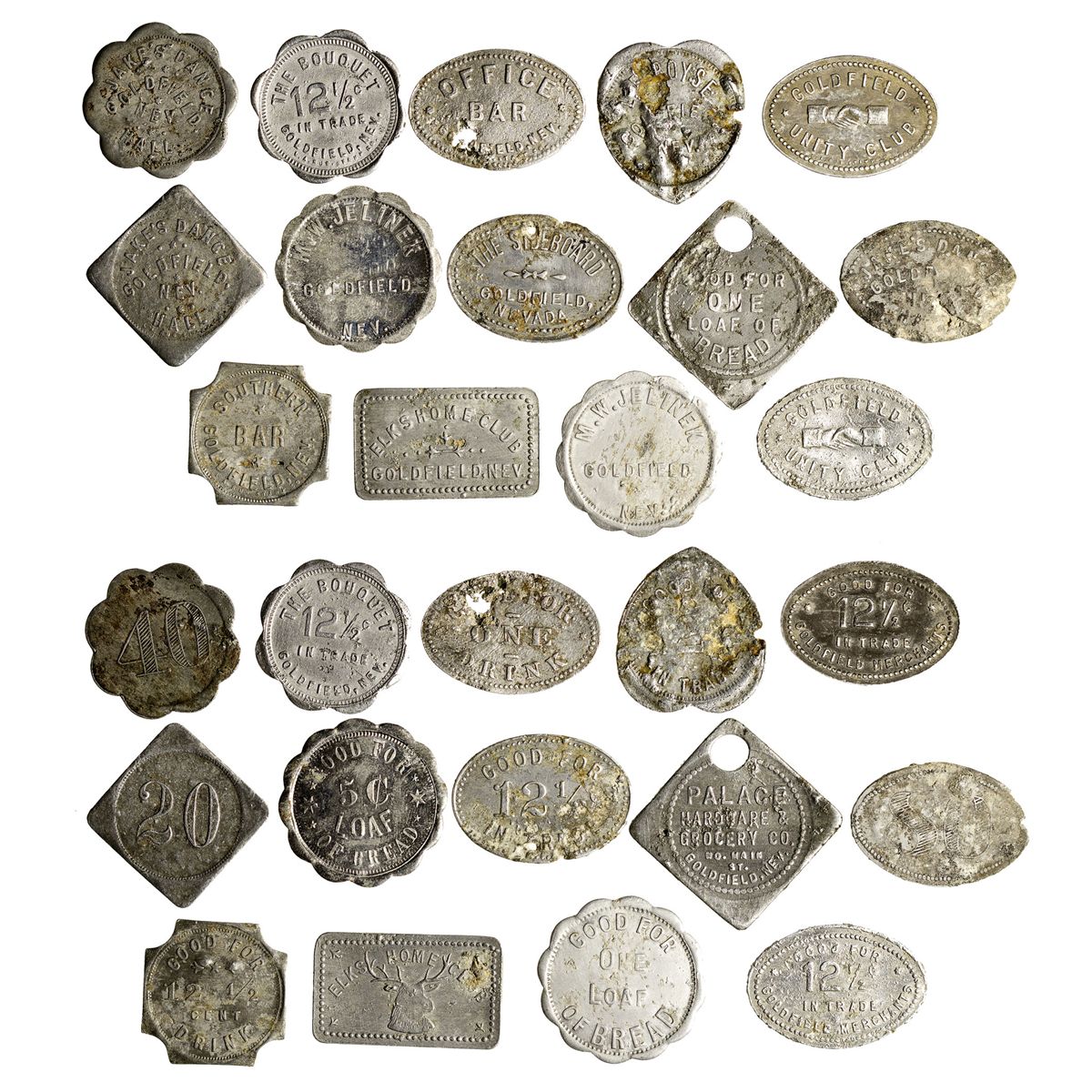 NV - Goldfield,Esmeralda County - c1880s - Goldfield Odd Shaped Tokens