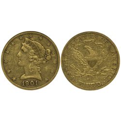 CA - San Francisco,1900-1901 - 5 Dollar US Mint Gold Coin