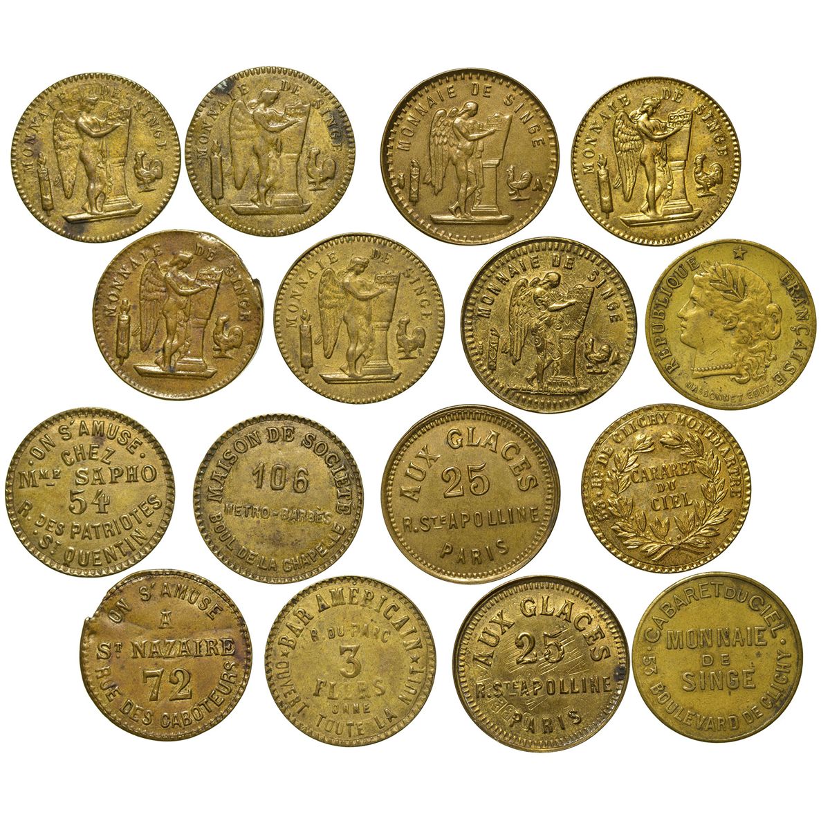 France,c1900 - French Night Club Tokens